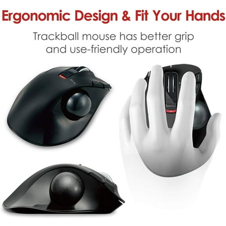 ELECOM Wireless Trackball Mouse for Left-Handed, EX-G Series L Size 2 ...