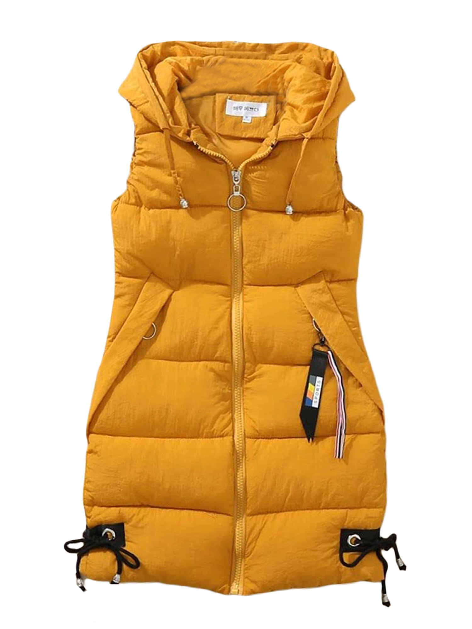 Sunisery Women's Long Puffer Jacket Vest, Quilted Faux Down Filled ...