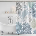 Blue Beige Crab Coastal Waterproof Fabric Shower Curtain,Summer Coral ...