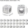 26pcs 8mm Cube Bead with Letter A-Z Spacer Beads Stainless Steel ...