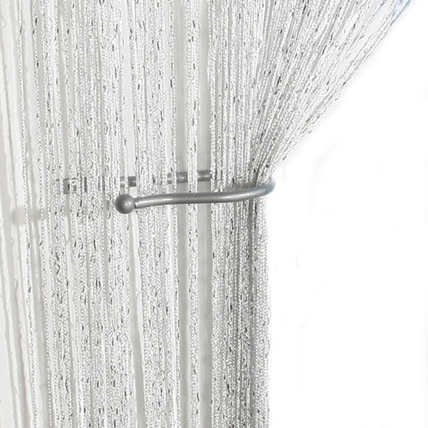 Sparkling String Curtains, Glitter Silver Ribbon Thread Door Window ...