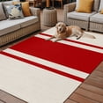 Abstract Red Color Block Outdoor Rug, Vintage Lines Linen Texture Non ...