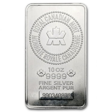 Royal Canadian Mint 10 oz .9999 Fine Silver Bullion Bar - New Style ...