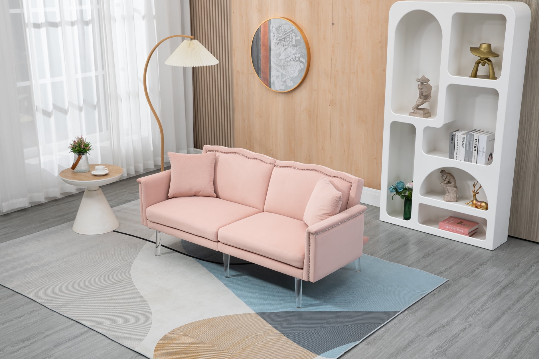 Velvet Futon Sofa Bed, Convertible Futon Couch with Adjustable Backrest ...