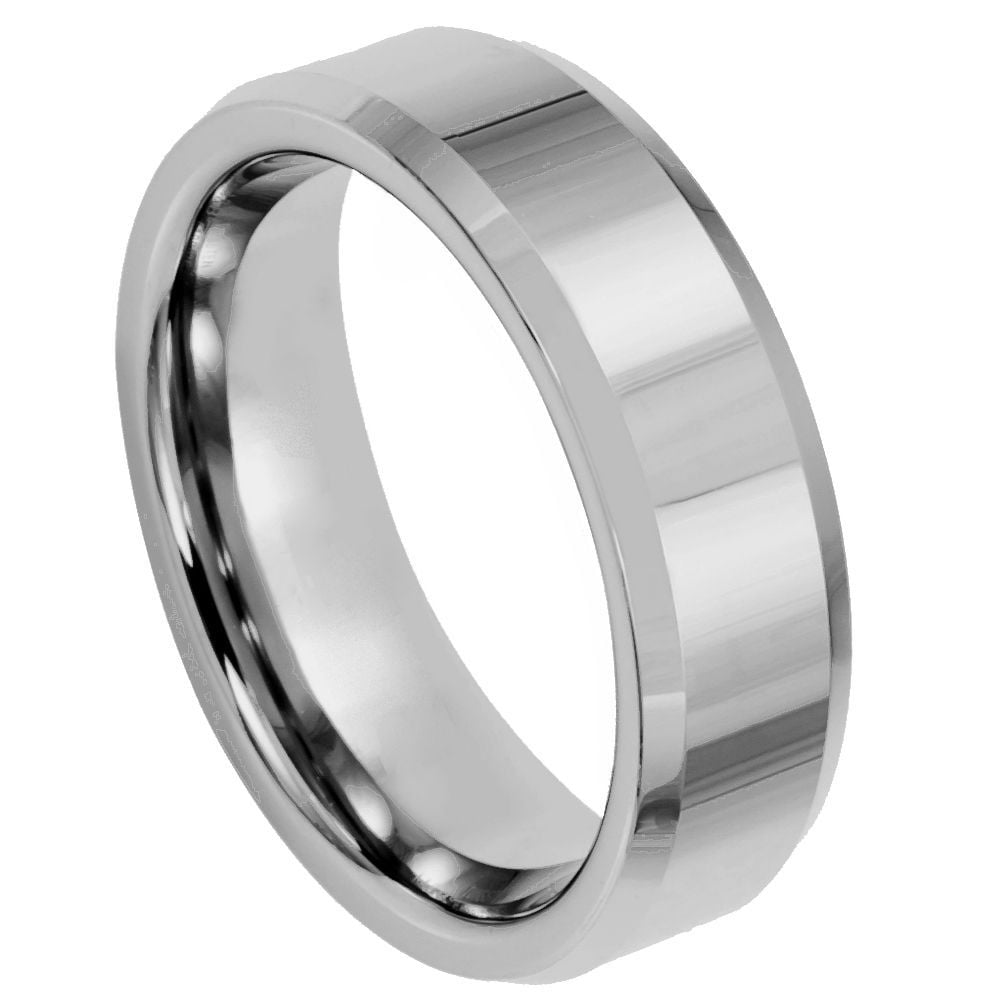 6mm Tungsten Carbide High Polished Beveled Edge Wedding band Ring for ...