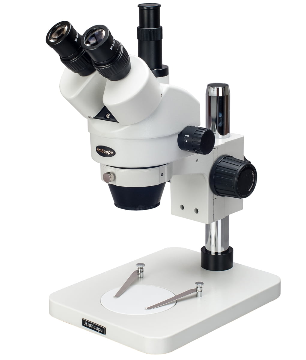 AmScope 3.5X-45X Table Pillar Stand Zoom Magnification Trinocular ...