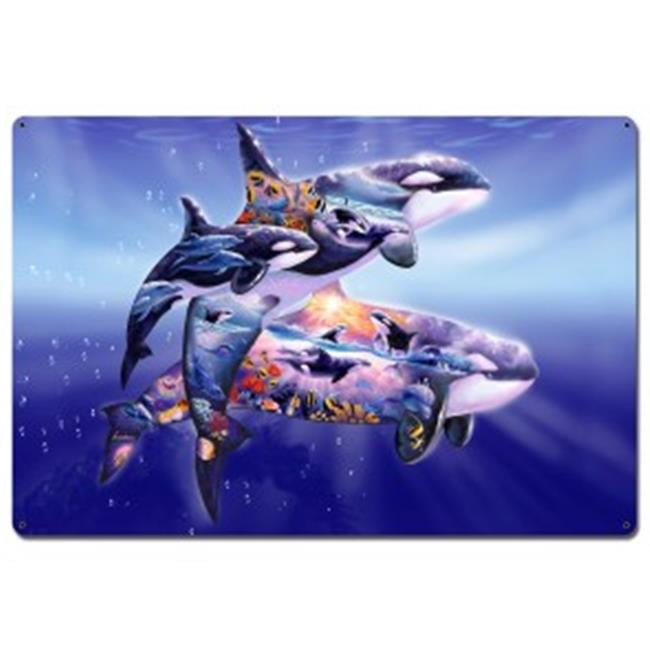 Steve Sundram Art SUN013 36 x 24 in. Orca Kingdom Metal Sign | Walmart ...