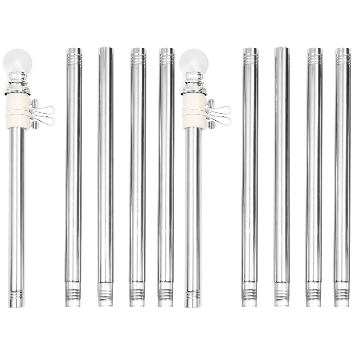 Flag Flagpole Pole Pole Free Kit Rings Set Bracket Rotating Stainless ...