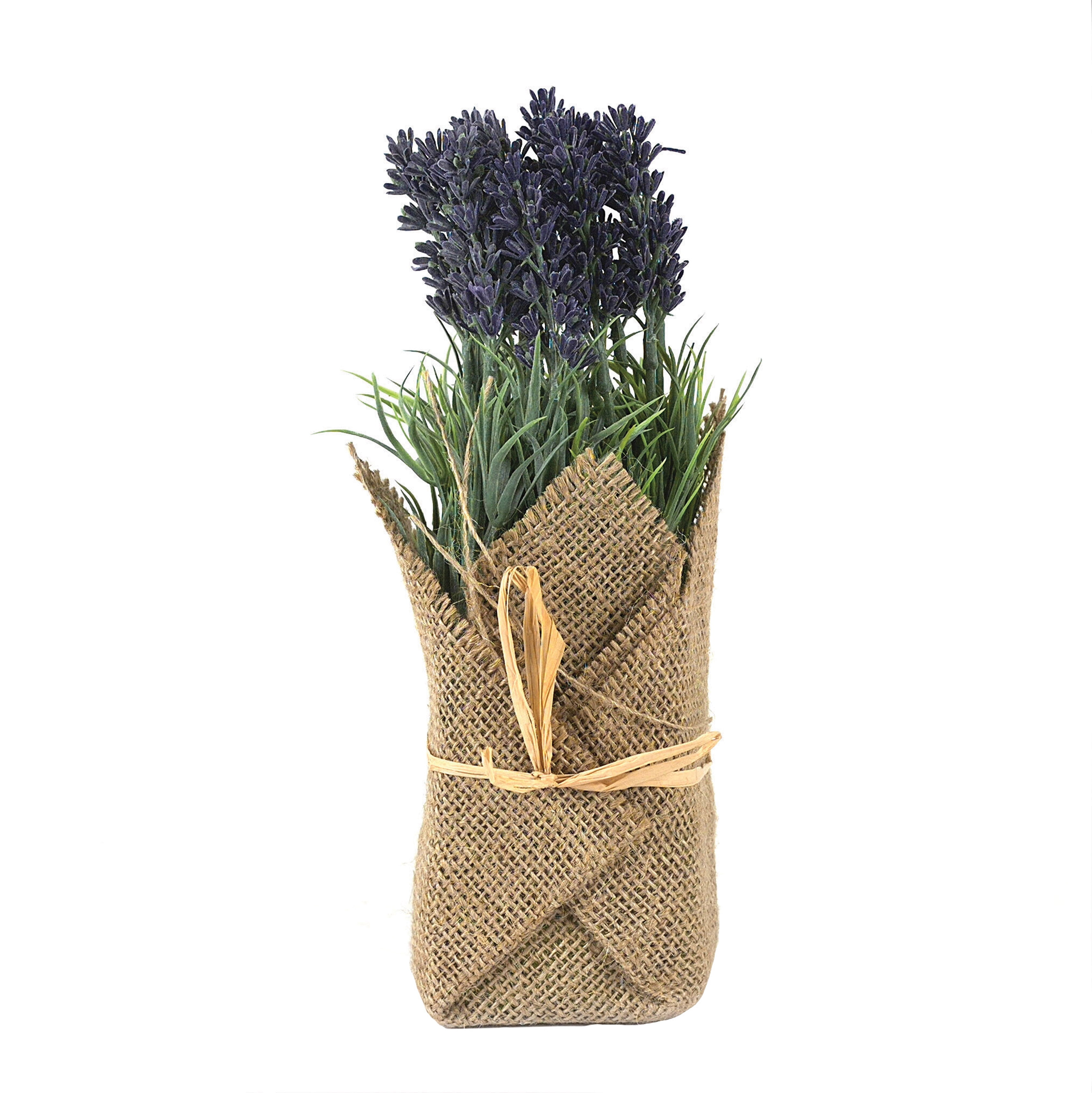 Creative Co-Op 9" Burlap Wrapped Faux Lavender Plant - Walmart.com