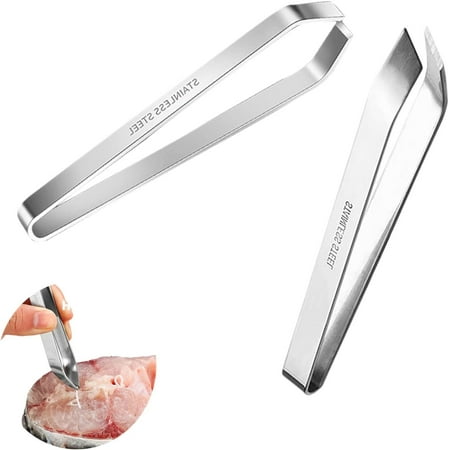 2 pieces fish bone tweezers, stainless steel bone tweezers, fish ...