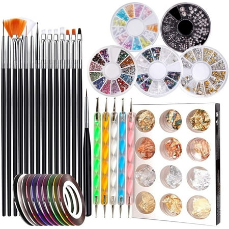 Nail Art Tool Kit, 47 Pcs Nail Accessories Art Kit with Nail Painting ...