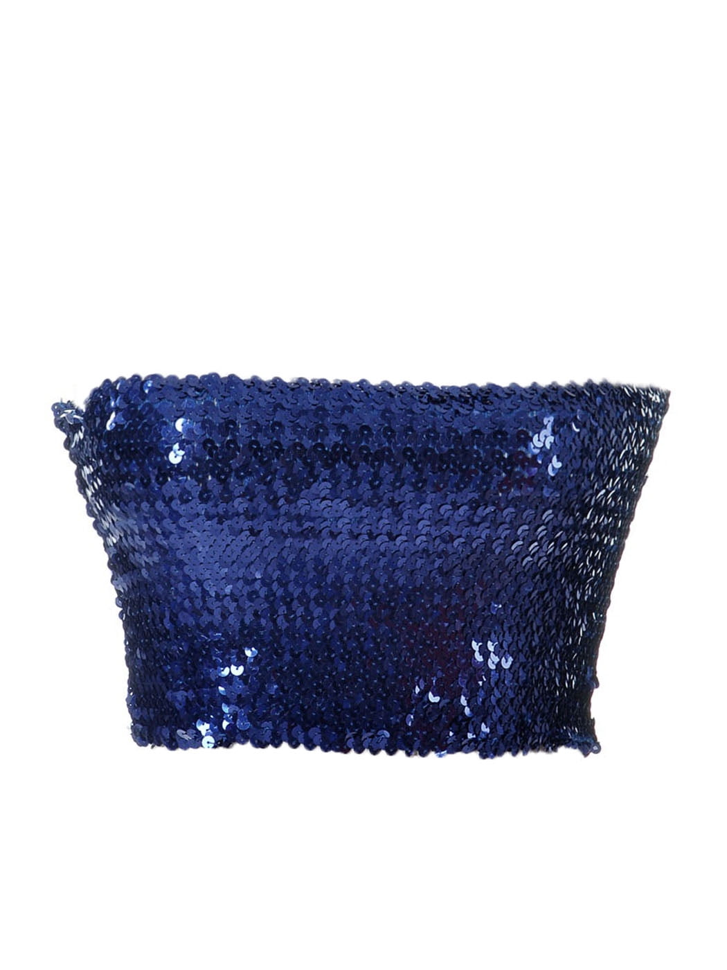 Fashion Womens Shiny Sequin Party Cropped Strapless Bandeau Stretch