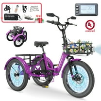 MOONCOOL 20'' Folding 3 Wheel Electric Tricycle for Adults, Foldable 750W 48V Motorized Electric ...