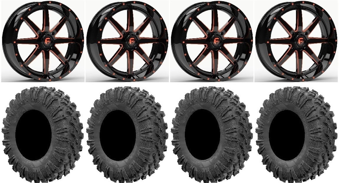 Fuel Maverick Orange 18" Wheels 34" MotoRavage Tires Polaris RZR XP ...