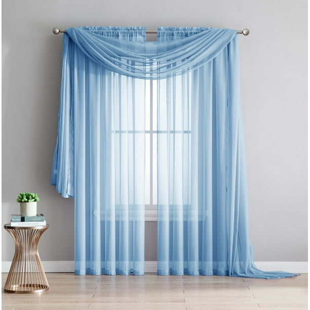 3 Piece Sheer Panel & Scarf Window Treatment Set | Decotex - Walmart.com