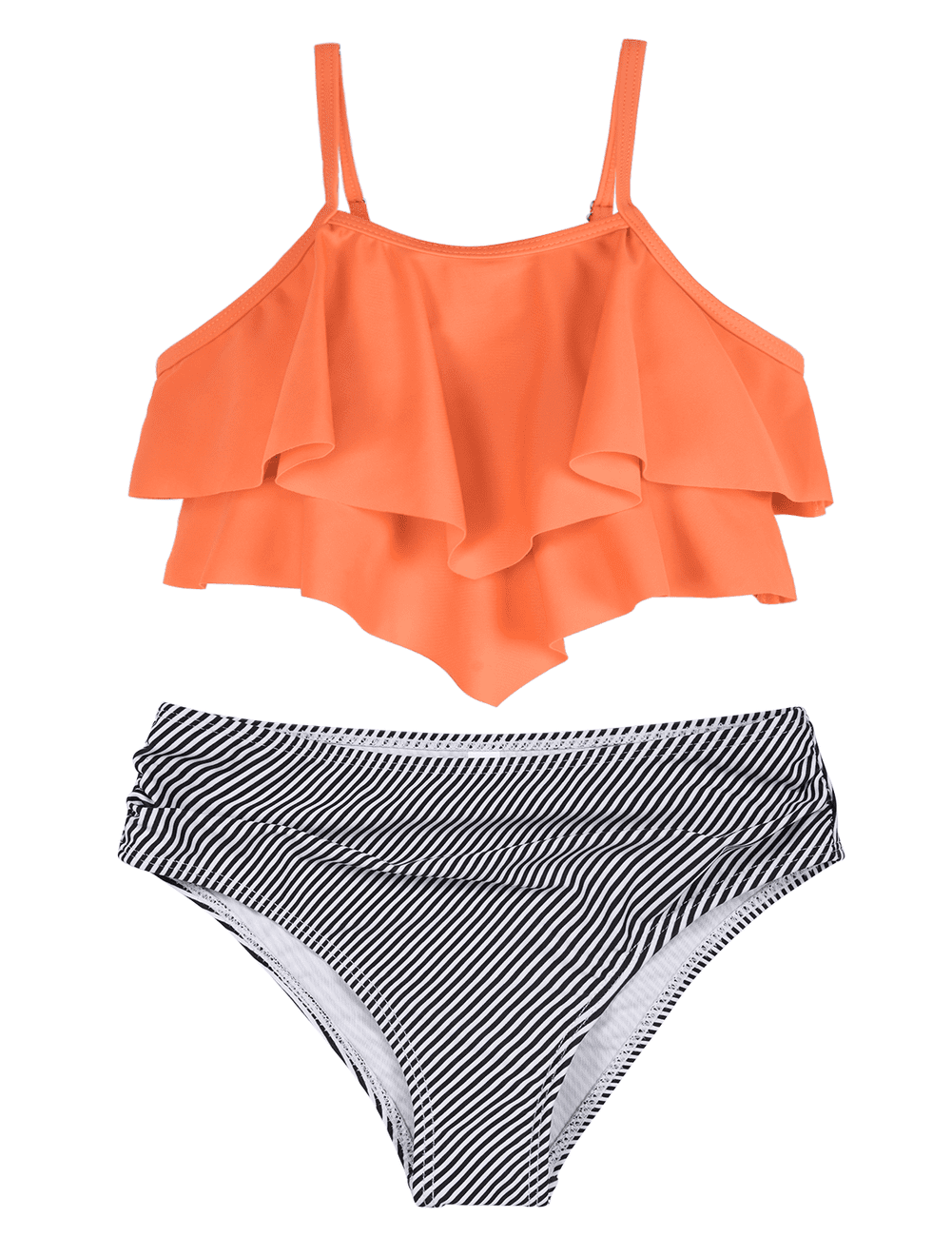 Hilor Girls Swimsuit Flounce Two Piece Bathing Suits Kids Ruffled ...