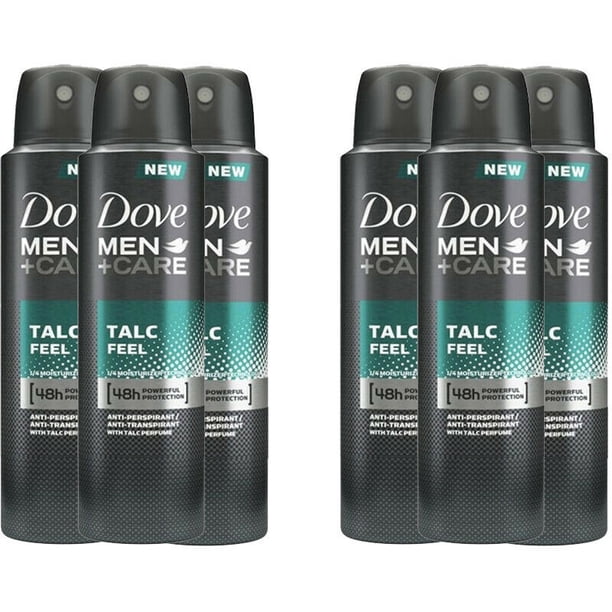 6 Pack Dove Men + Care Talc Feel 48 Hour Protection Deodorant Spray ...
