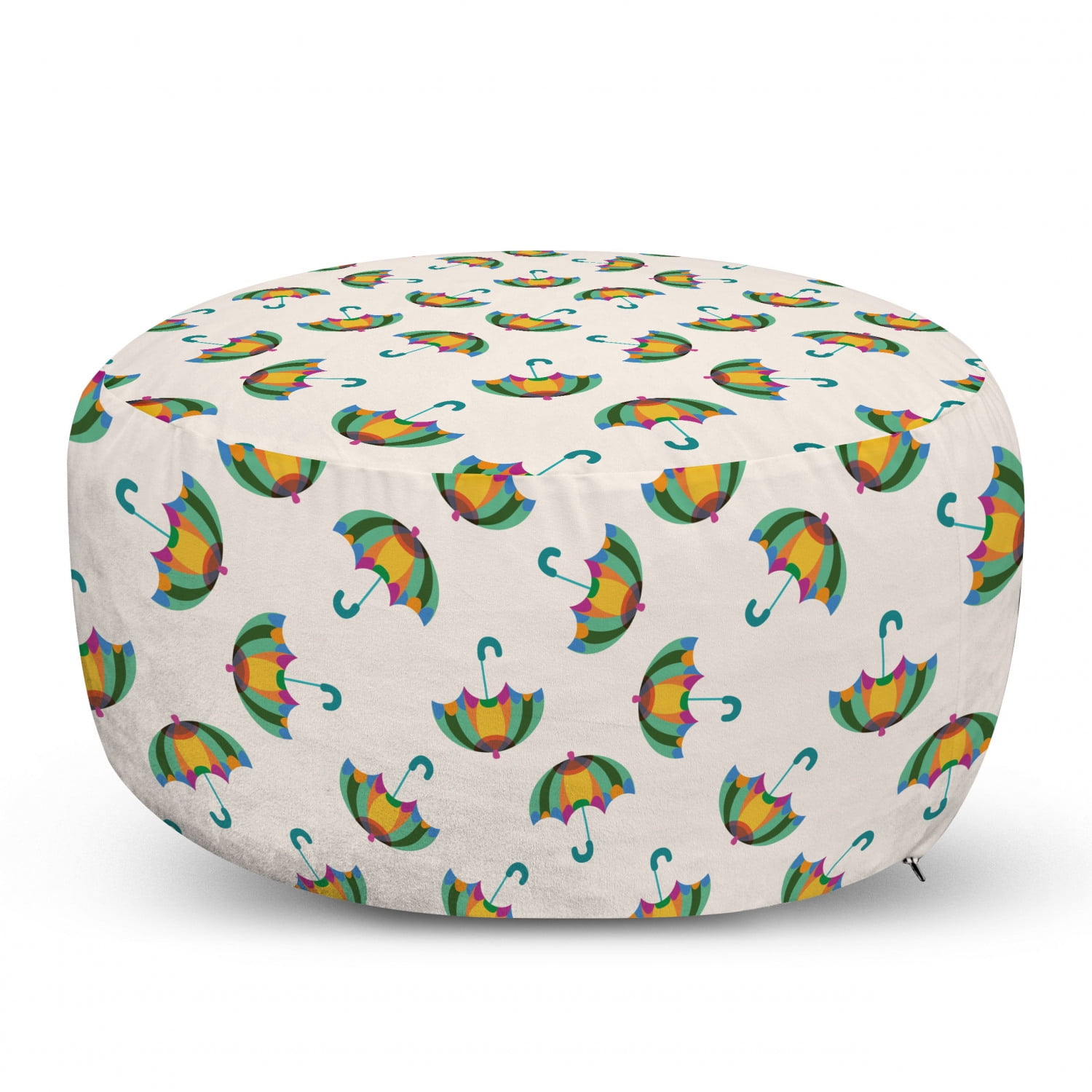 Umbrella Pouf Cover with Zipper, Colorful Abstract Modern Parasols ...