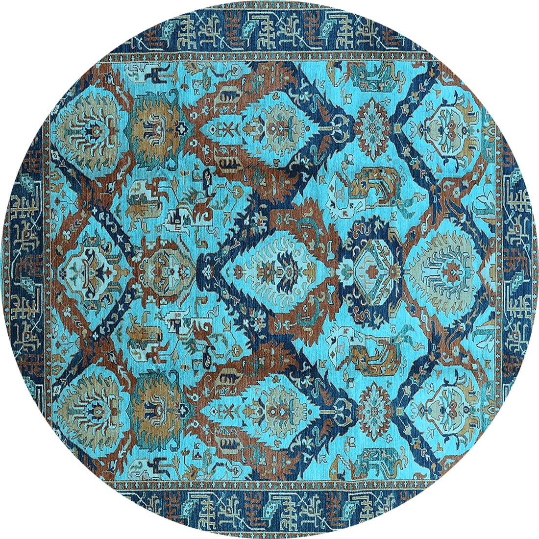 Ahgly Company Indoor Round Oriental Light Blue Industrial Area Rugs, 6 ...