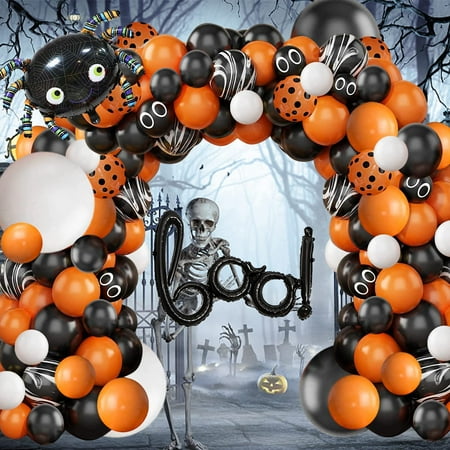 Halloween Balloon Garland Arch Kit, Black Orange White Balloons with ...