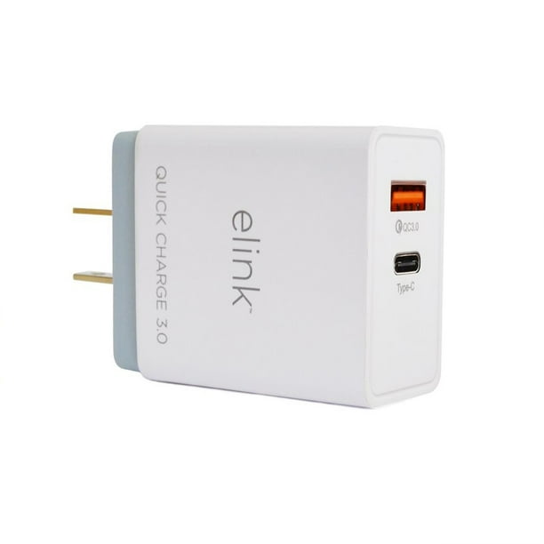 Elink - Wall Charger with 1 USB 3.0 Port and 1 Type-C Port, Fast ...