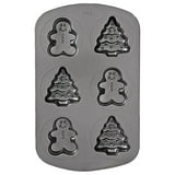 Wilton 6 Cavity Mini Cake Pan Mold, Christmas Tree & Gingerbread-Man ...