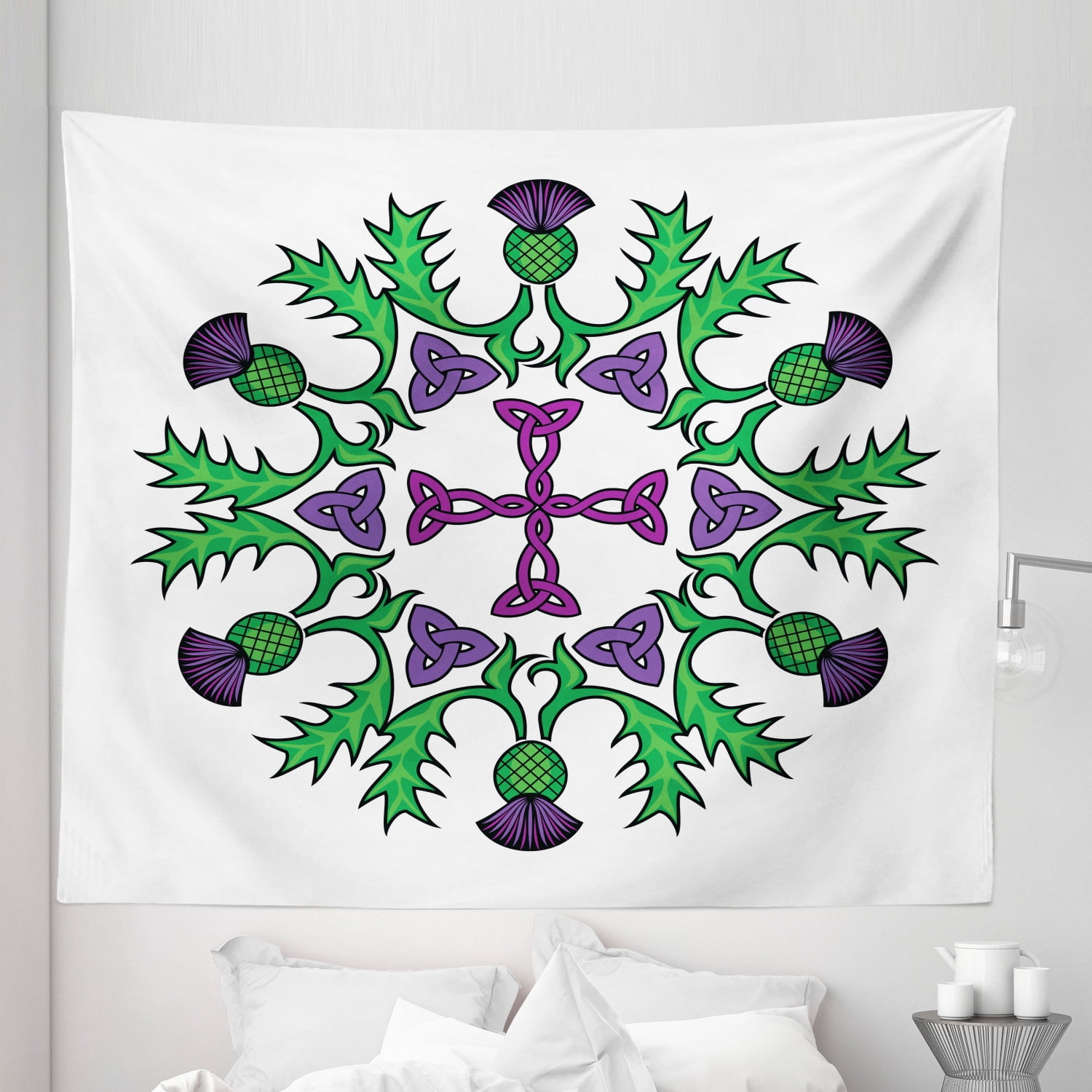 Thistle Tapestry, Abstract Wreath Image with Flowers of Thistles and ...