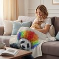 Afro Wig Panda Fleece Throw Blanket Abstract Funny Rainbow Wig Panda ...