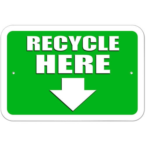 Recycle Here Arrow Sign - Walmart.com