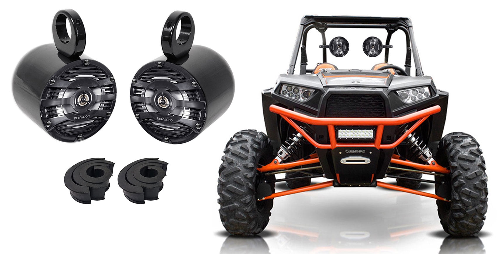 Pair Kenwood 6.5" 300 Watt Wakeboard Tower Speakers For Polaris RZR/ATV ...