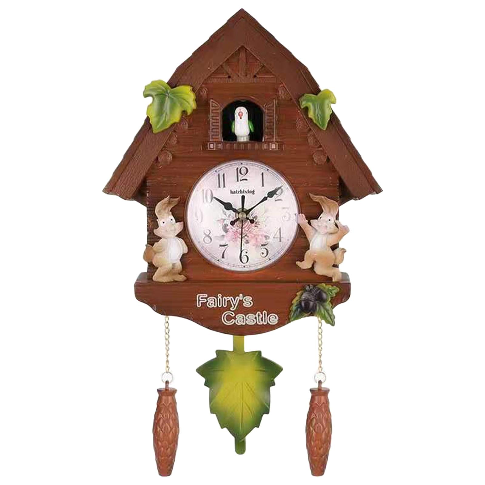 Cuckoo Wall Clock Battery Operated Silent Resin for Bedroom Living room ...