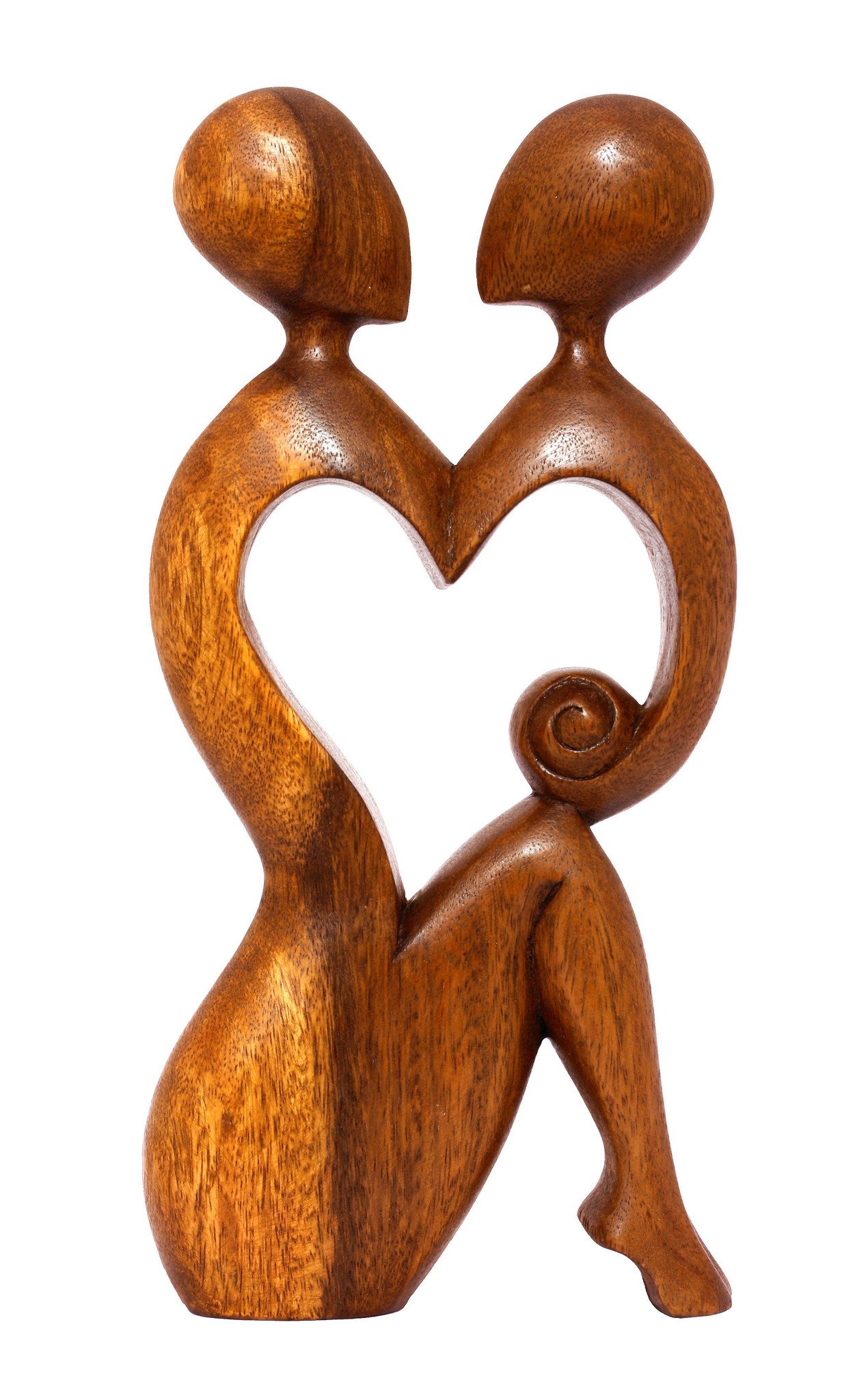12" Wooden Handmade Abstract Sculpture Statue Handcrafted "I Heart You ...