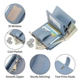 Small Bifold Wallet D1-Lychee Blue Vegan Leather RFID Blocking Card ...