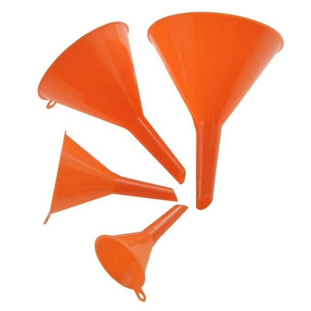 4-Piece All Purpose Wide-Mouth Bright Plastic Funnel Set for Quick and ...