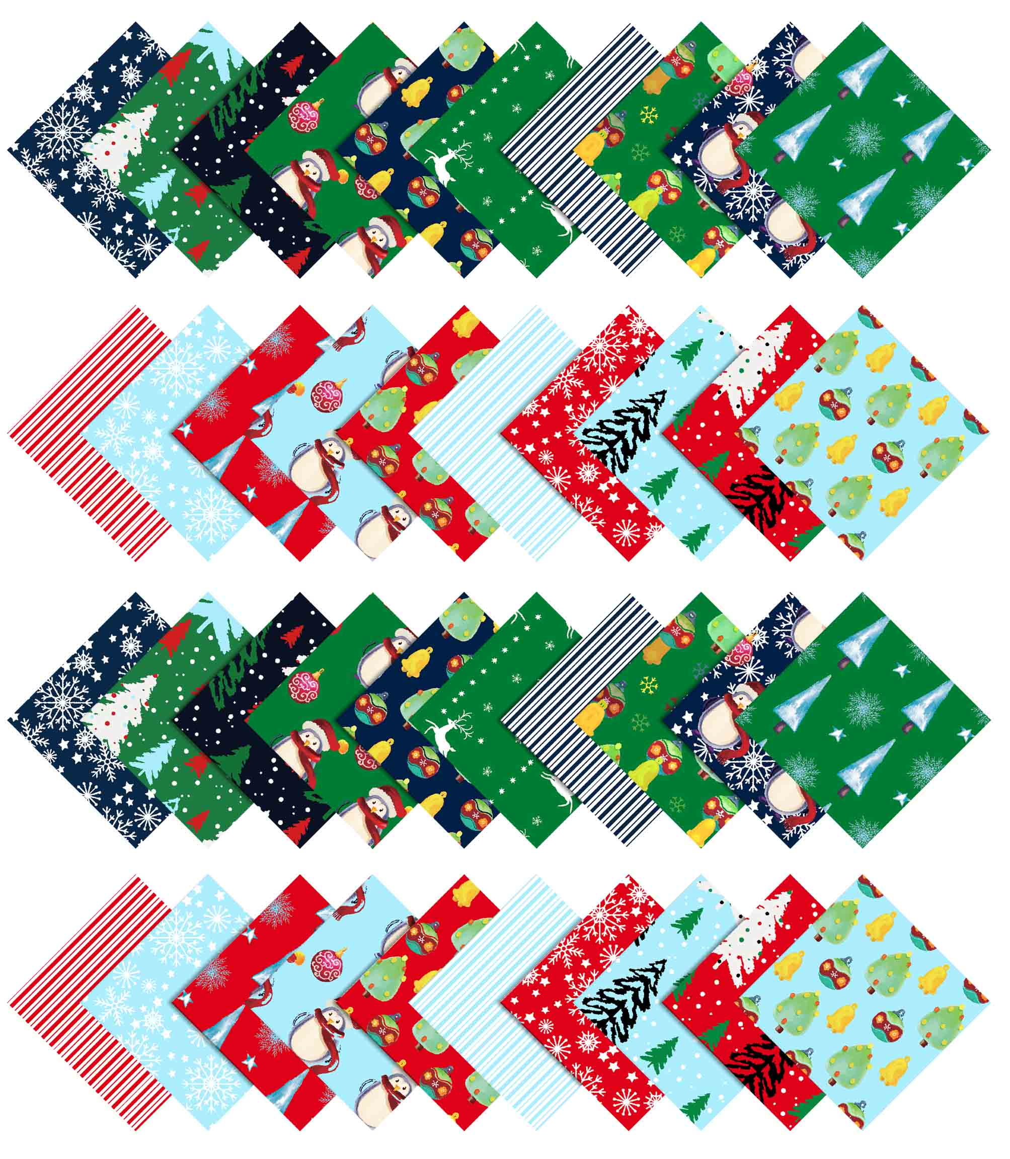 Soimoi Christmas Theme Print Precut 10-inch Cotton Fabric Quilting ...
