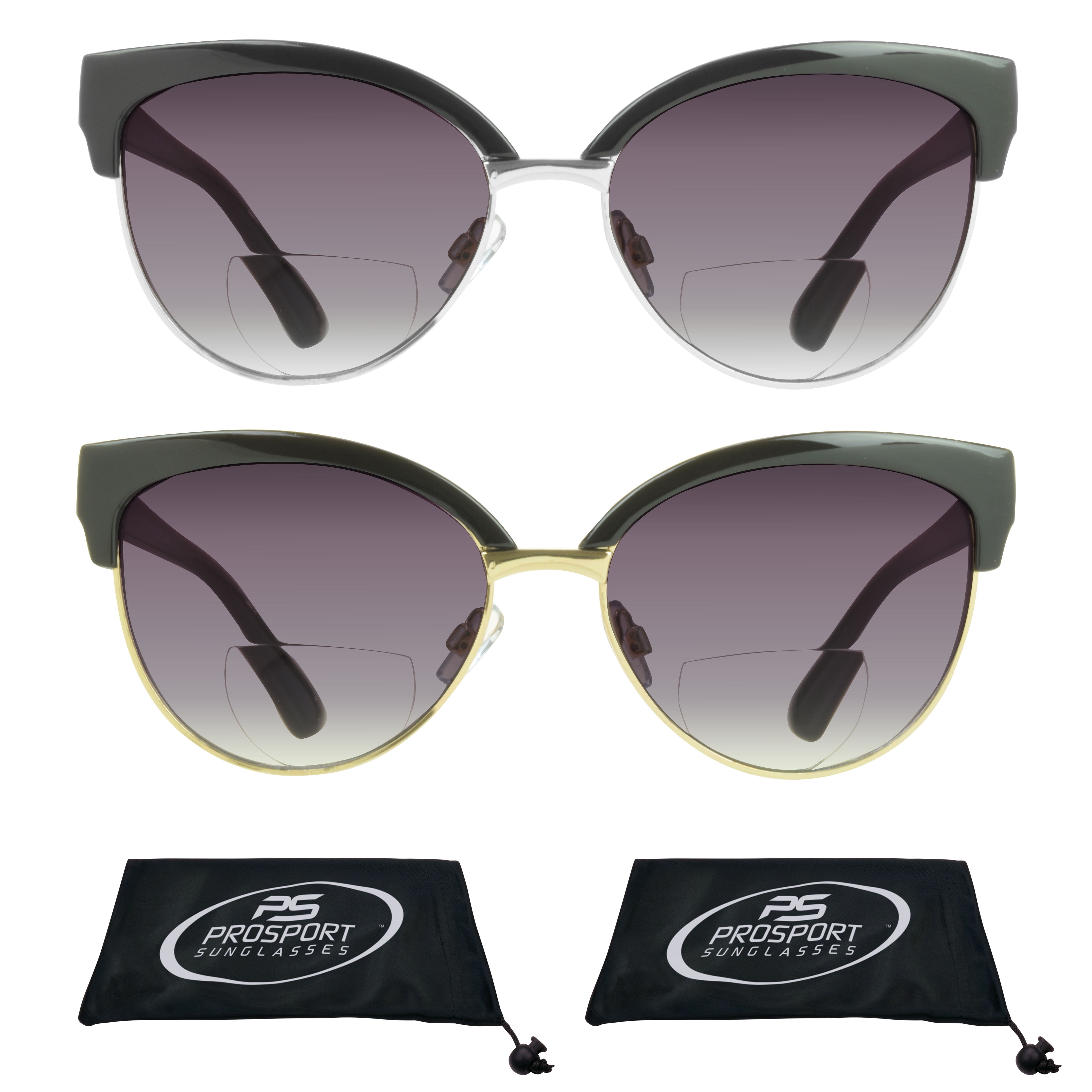 proSPORT Women Bifocal Reading Cateye Fashion Horn Rim Sunglasses ...