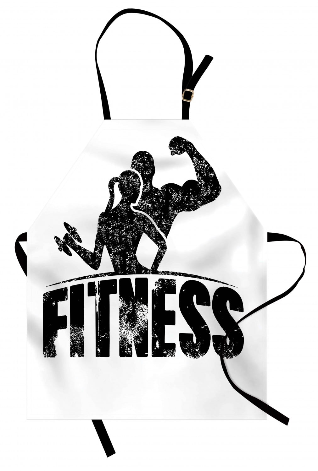 Fitness Apron Grunge Man and Woman Silhouettes Working Out Muscles ...
