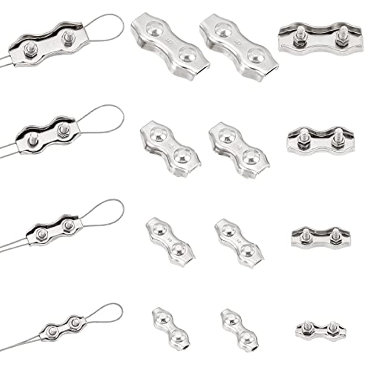 16 PCS Duplex Wire Rope Clips 304 Stainless Steel Duplex 2-Post Cable ...