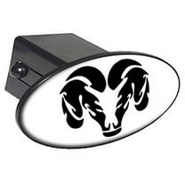 Ram Head Black On White 2" Oval Tow Trailer Hitch Cover Plug Insert ...