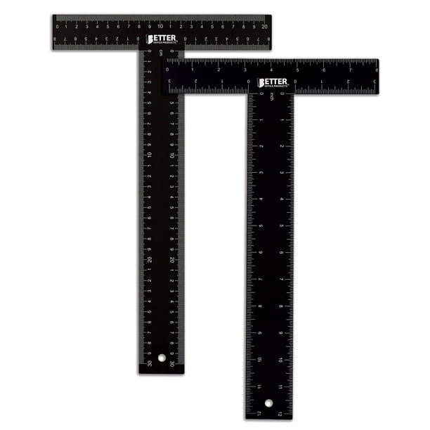 T Square (2 Pack) T Ruler, 12 inch Metal Carbon Steel Ruler, Double ...