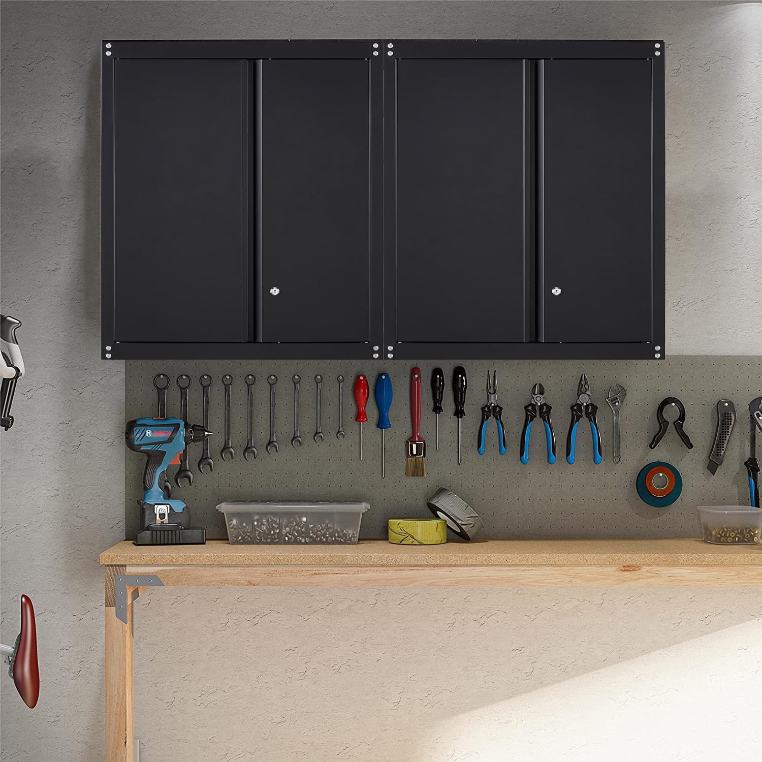 Officery Black Wall Storage Cabinet with Adjustable Shlef,Metal Wall ...