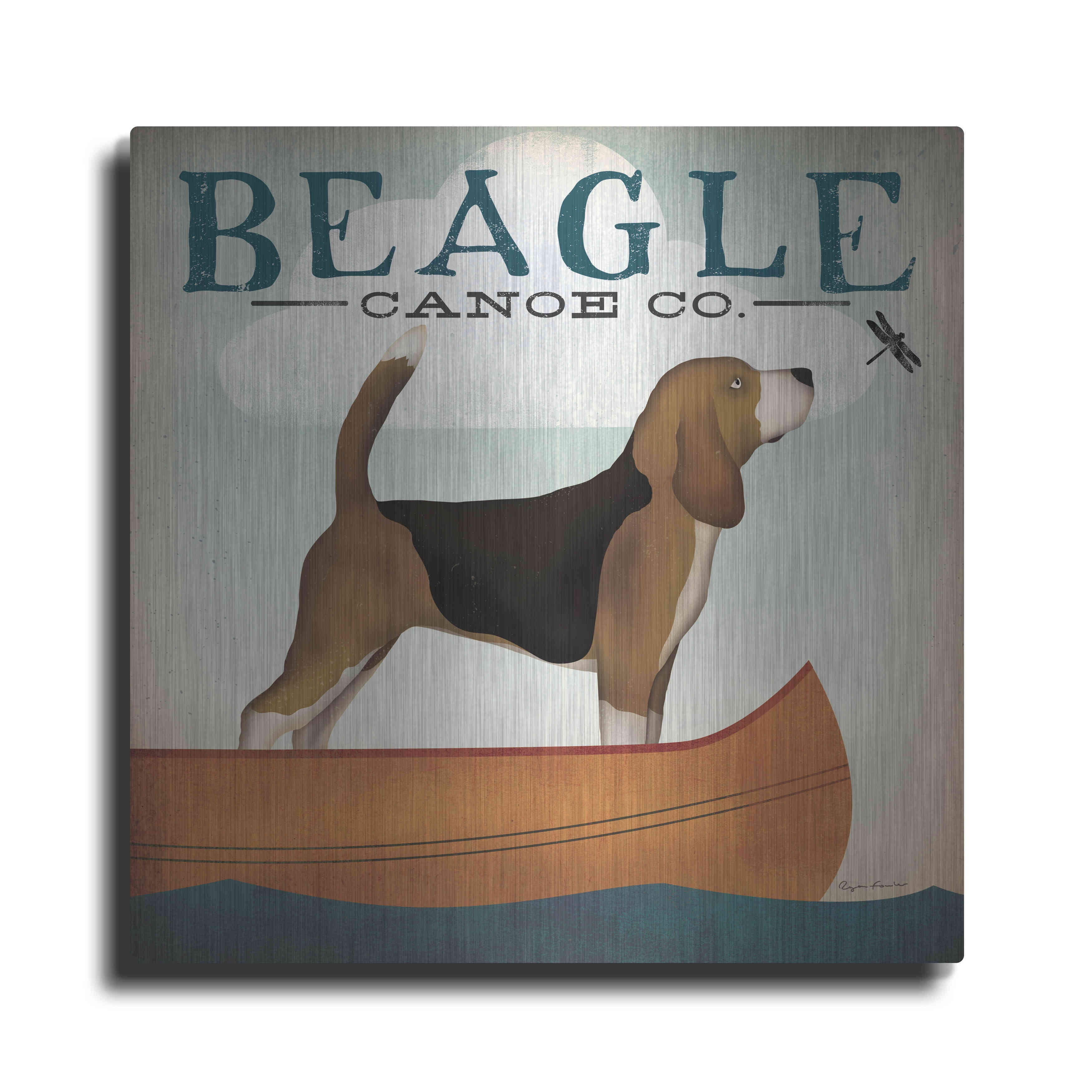 Luxe Metal Art 'Beagle Canoe Co' by Ryan Fowler, Metal Wall Art, 12"x12 ...