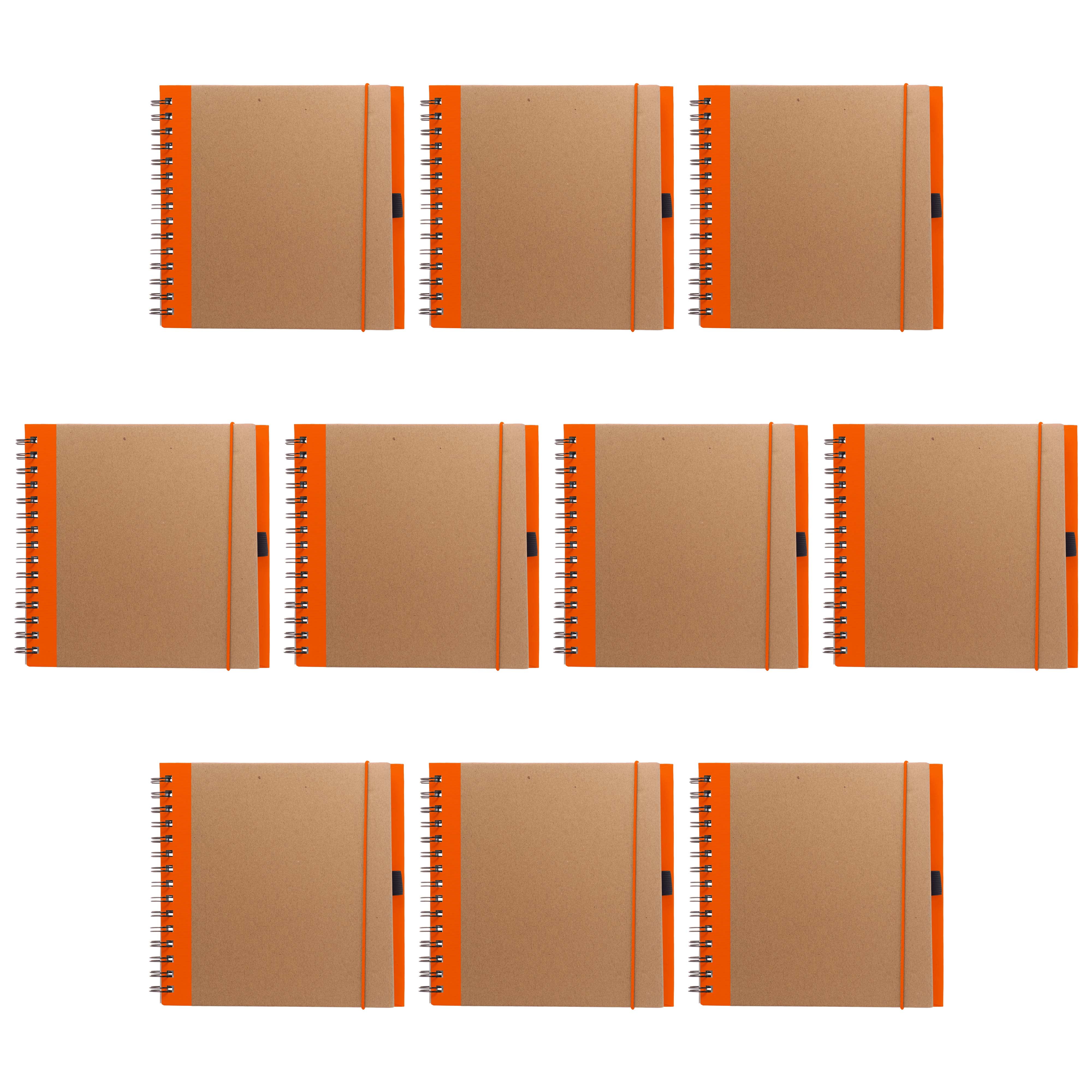 10 Recycled Square Notebooks Pack - Elastic Band, Pen Loop, 98 Ruled ...