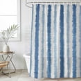 Abstract Blue Stripes Shower Curtain, Rustic Navy Denim Striped Classic ...