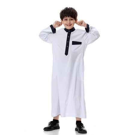 Newest Upgraded Long Sleeve Solid Saudi Arab Islamic Muslim Dubai Robe ...