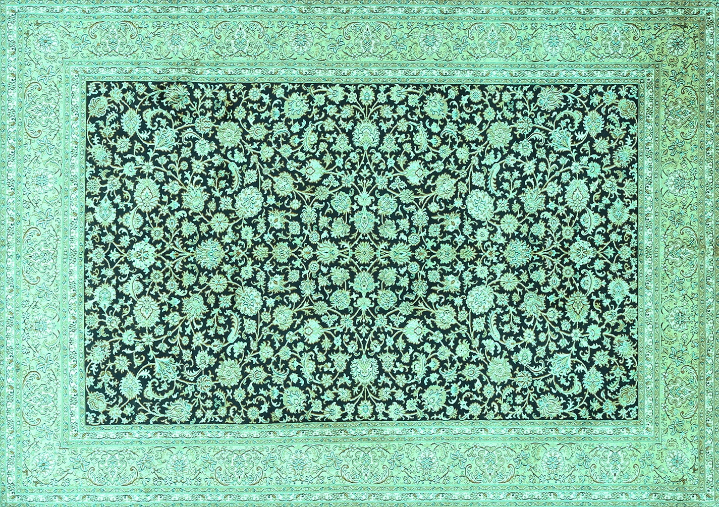 Ahgly Company Machine Washable Indoor Rectangle Persian Turquoise Blue ...