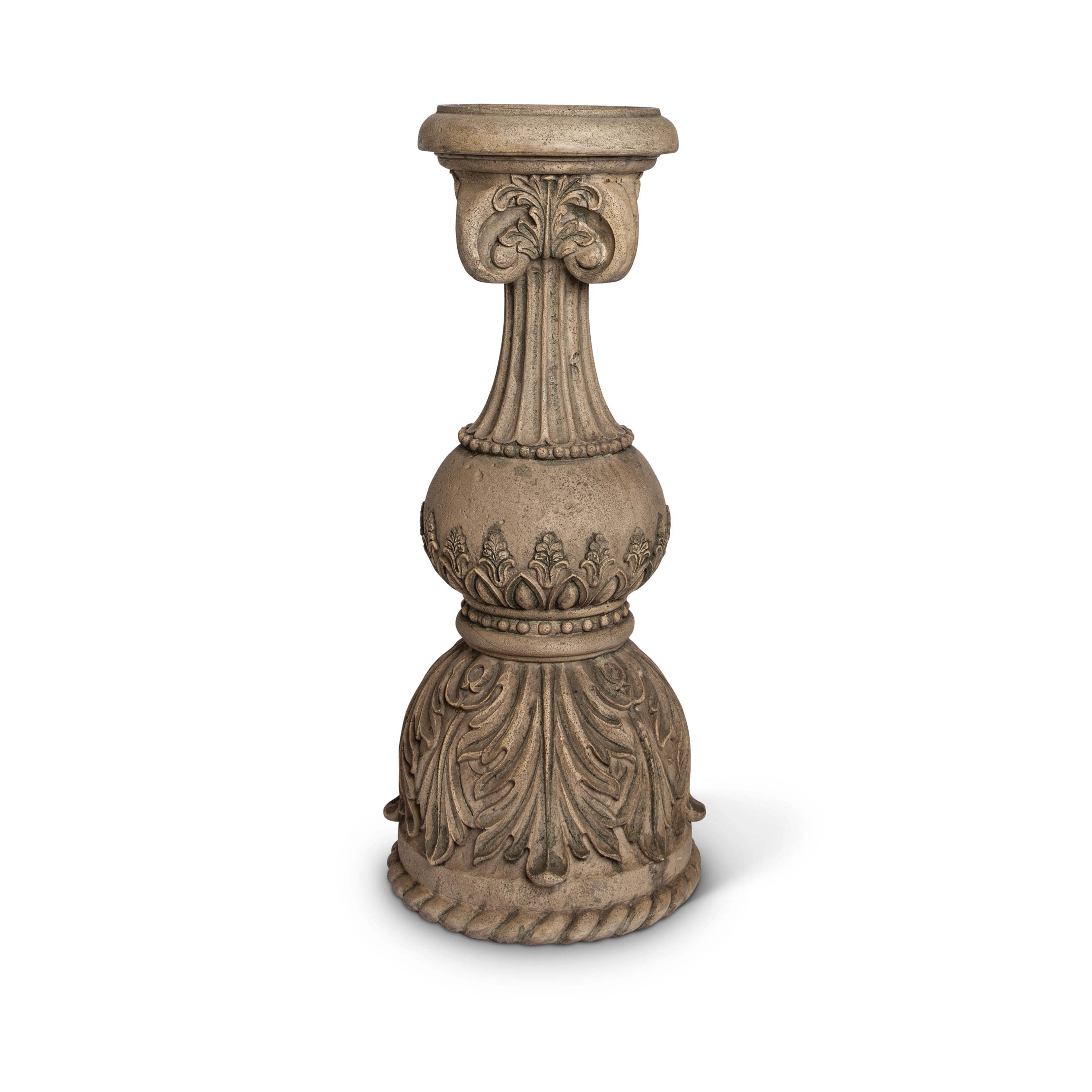 Gerson 24-Inch Tall Cast Stone Grey Embossed Candlestick Holder ...