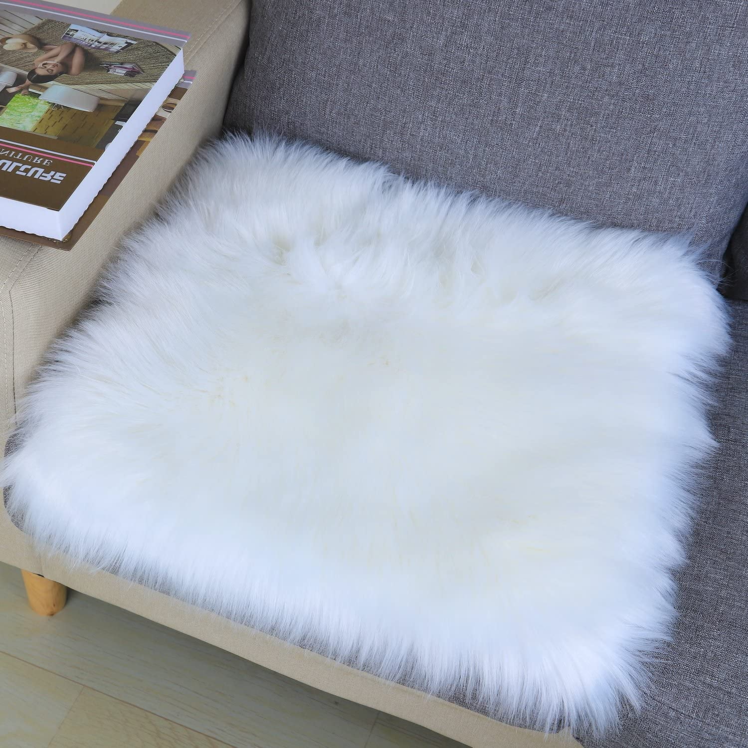 Cribun Super Soft White Fluffy Rug Faux Fur Area Rug, Fur Rugs for ...