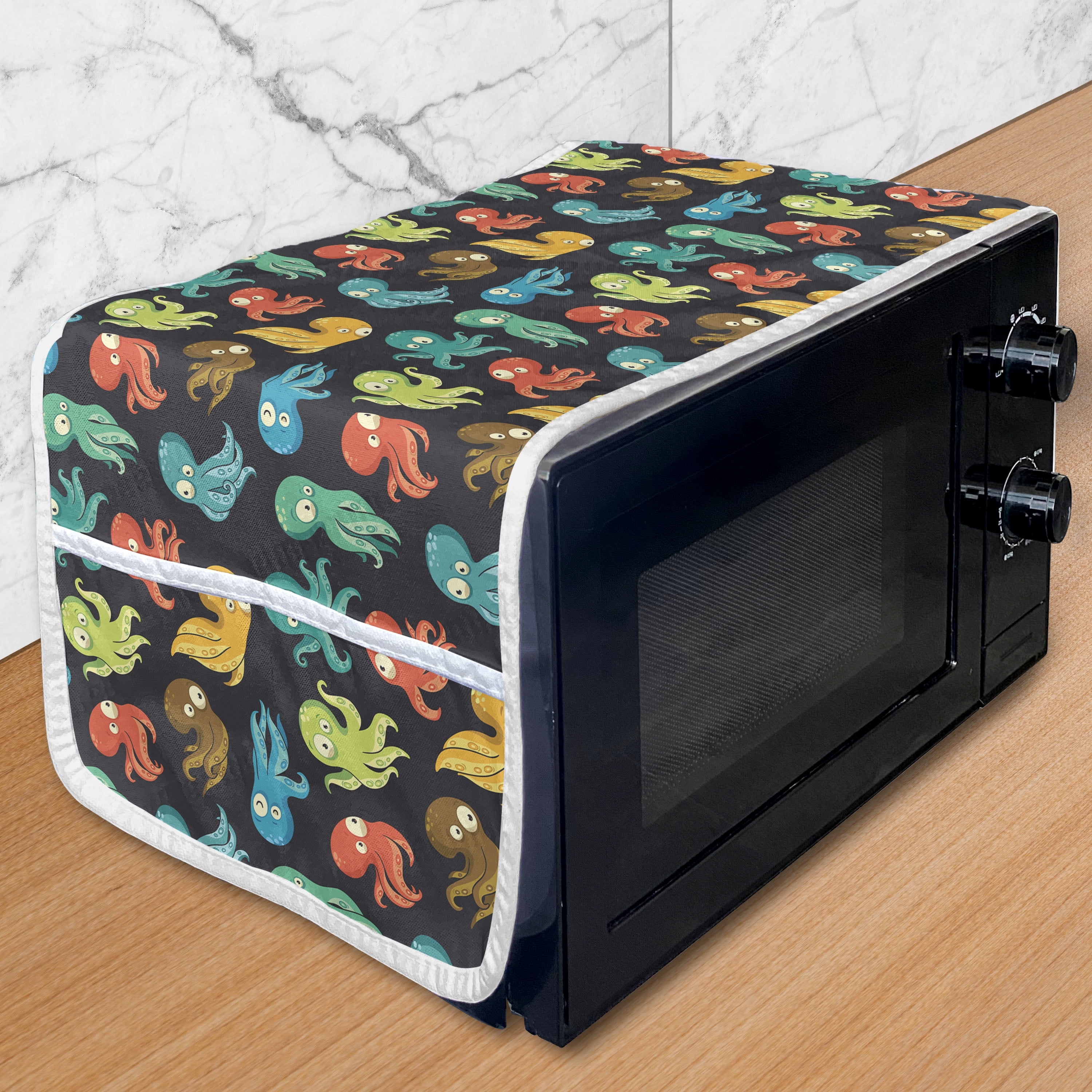 Octopus Microwave Oven Cover, Octopus Cartoon Drawing Style Funny ...