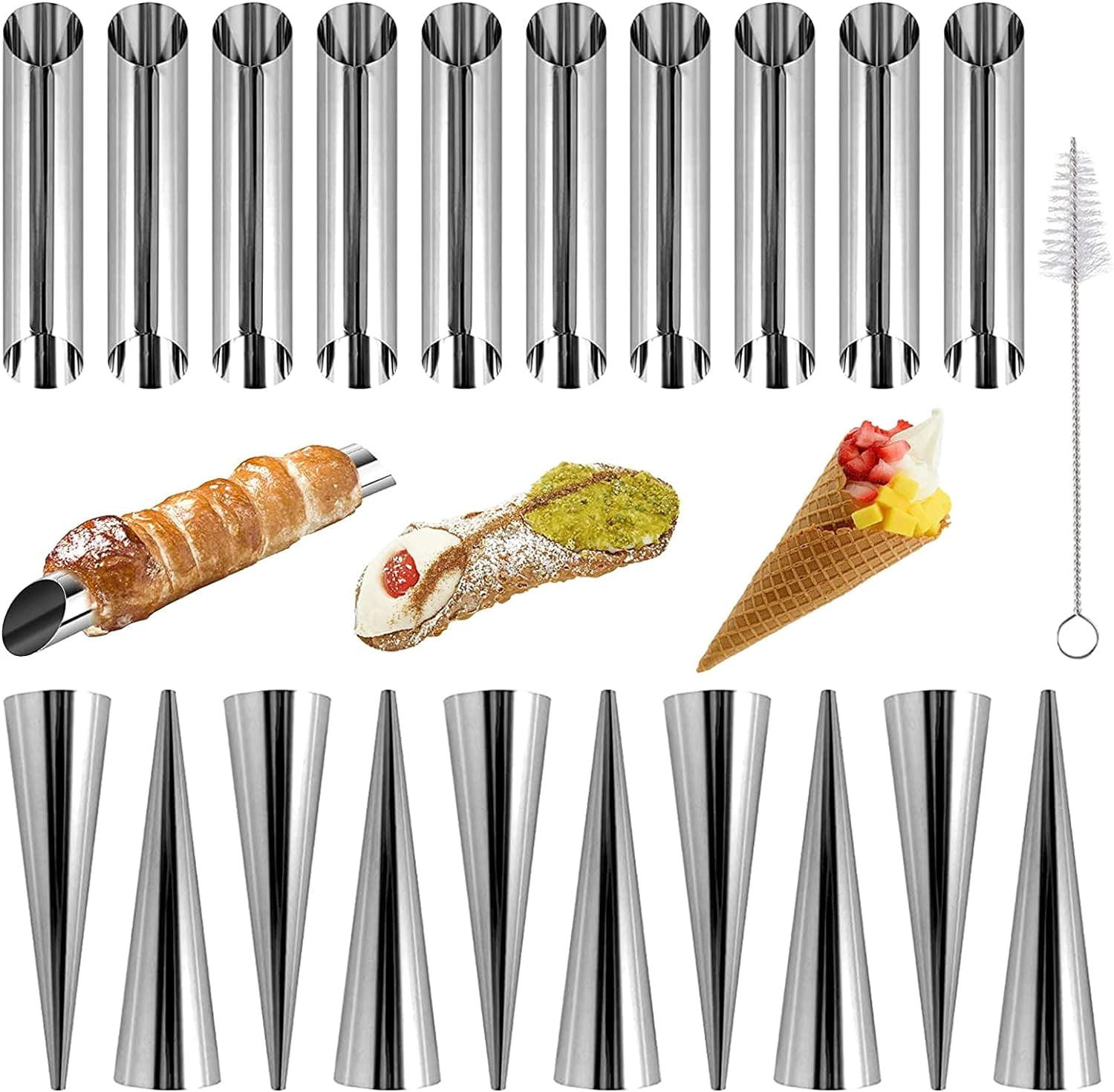 Cream Horn Molds,21 pcs Moulds Stainless Steel Cannoli Form Tubes,Screw ...